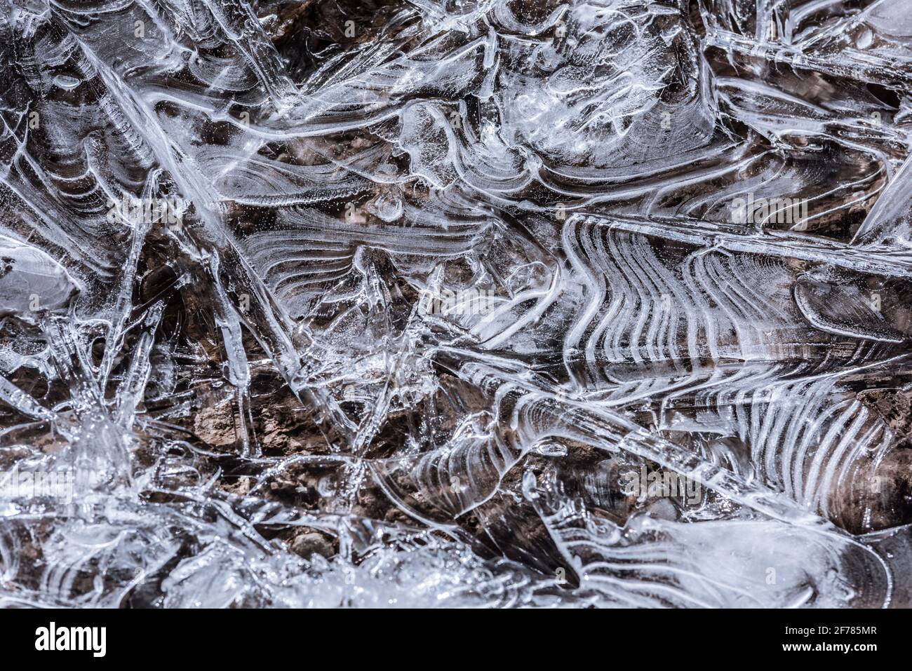 The texture of the thin ice on the water surface Stock Photo - Alamy