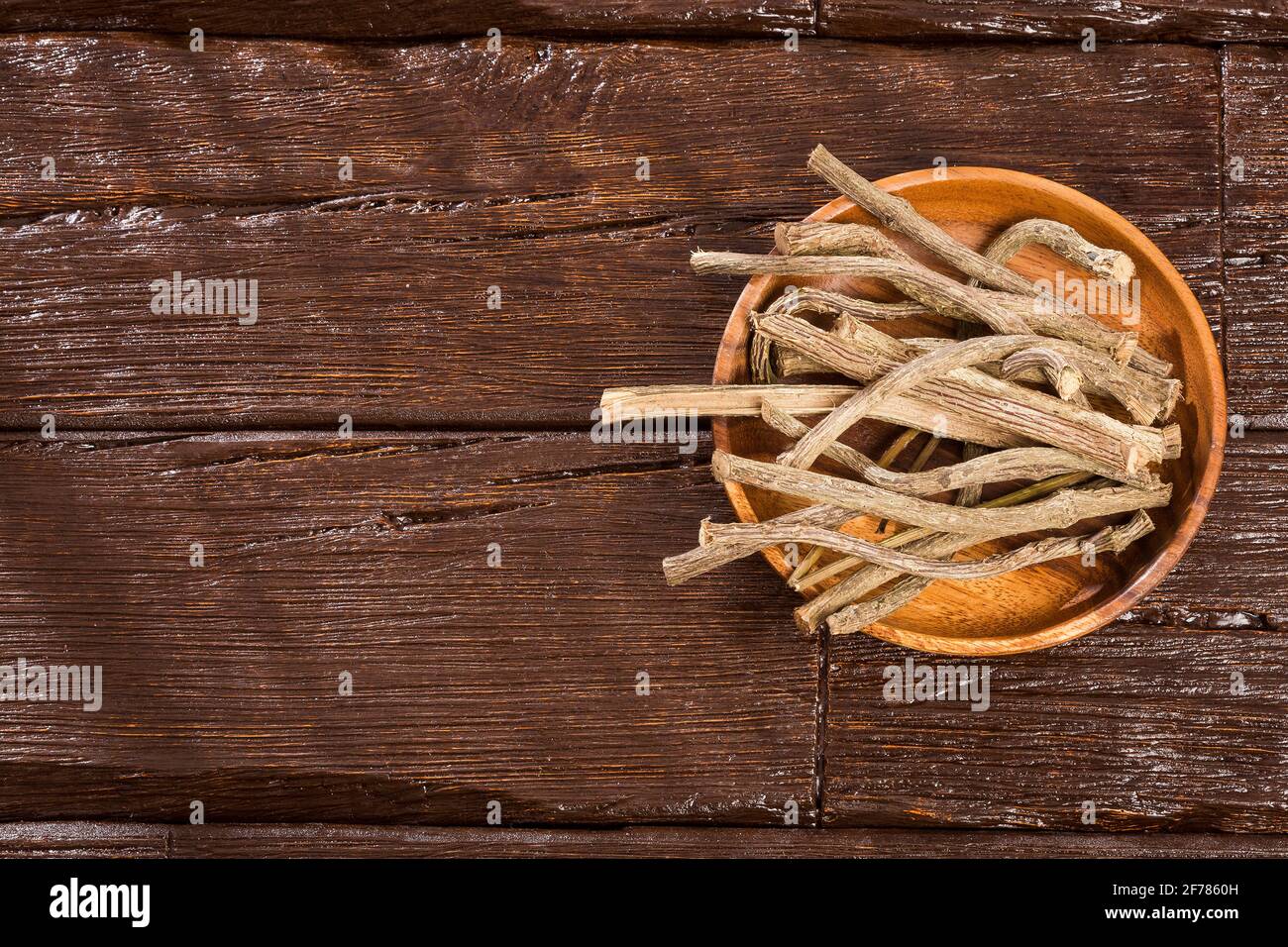 Dried stems of valerian - Valeriana officinalis. Text space Stock Photo ...
