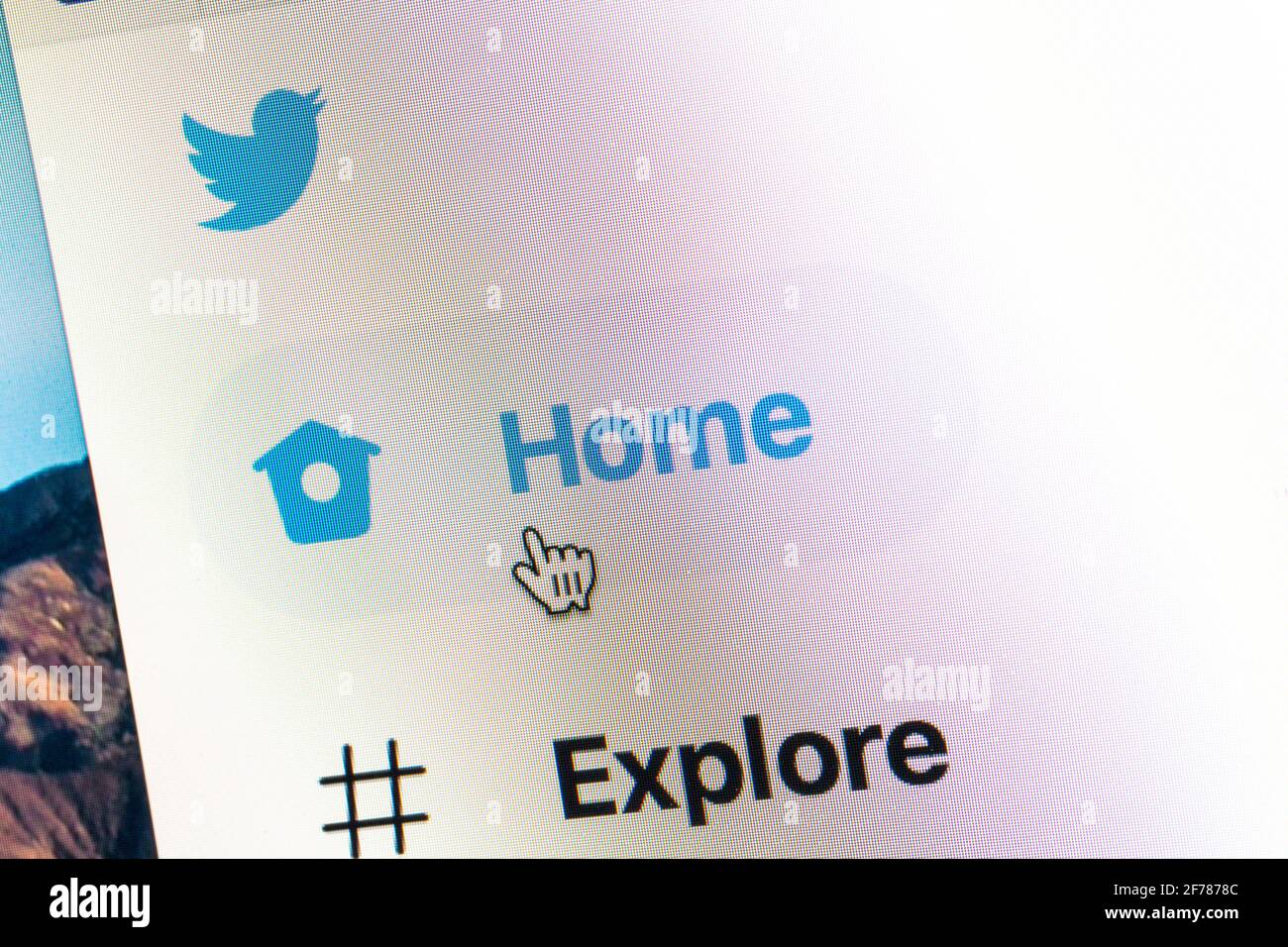Twitter social media sidebar links Home and Explore in desktop browser ...