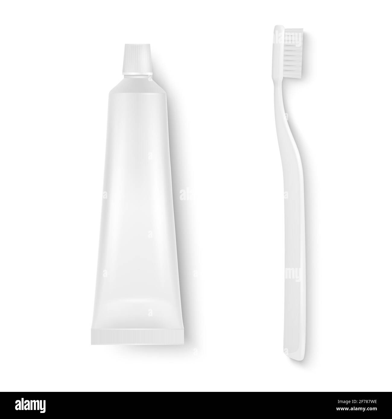 Vector 3d Realistic Plastic, Metal White Tooth Paste Tube and Tooth ...