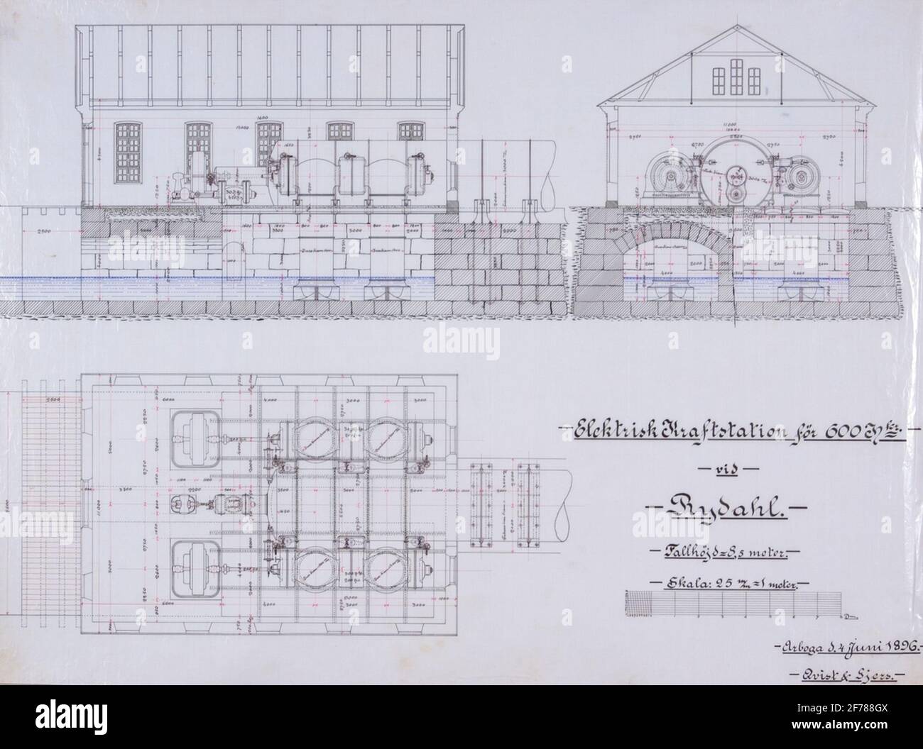 Drawing. Electric power station at Rydahl Stock Photo - Alamy