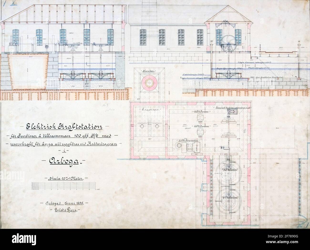 Drawing. Electric power station for turbines and along with reserve ...