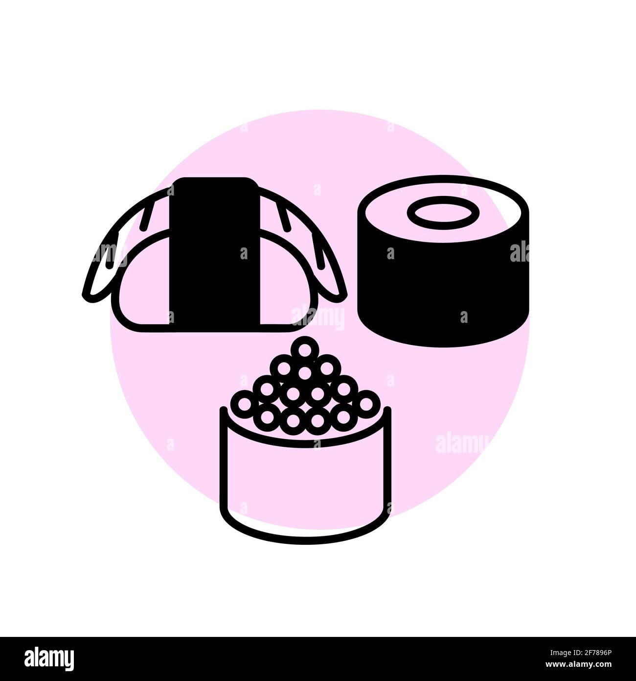 Suchi roll flat icon. Pictogram for web. Line stroke. Isolated on white ...