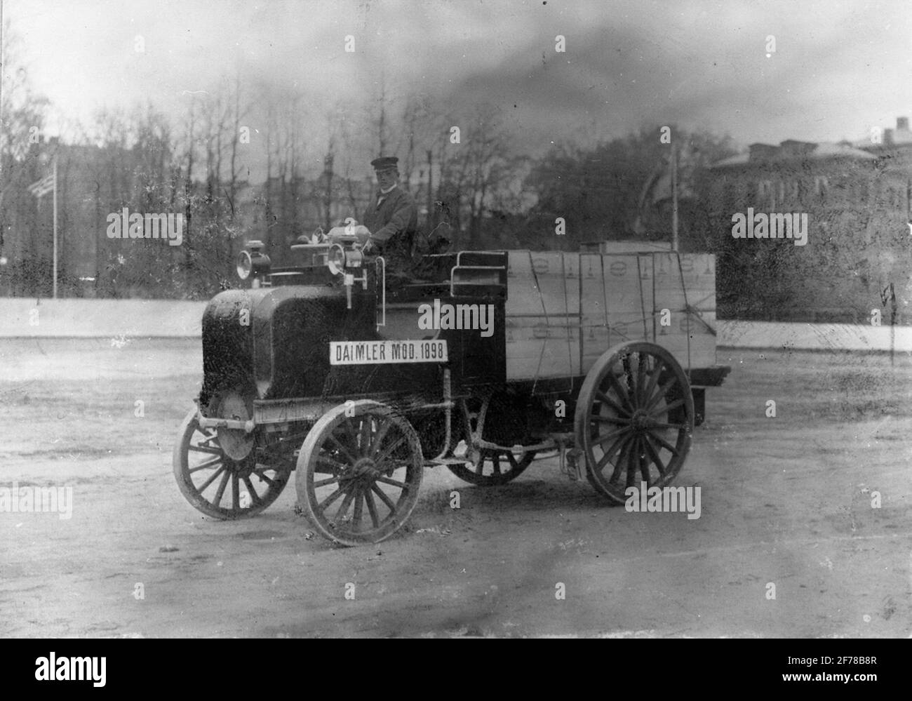 Truck Daimler at the automobil exhibition in 1903 in the sports park in ...