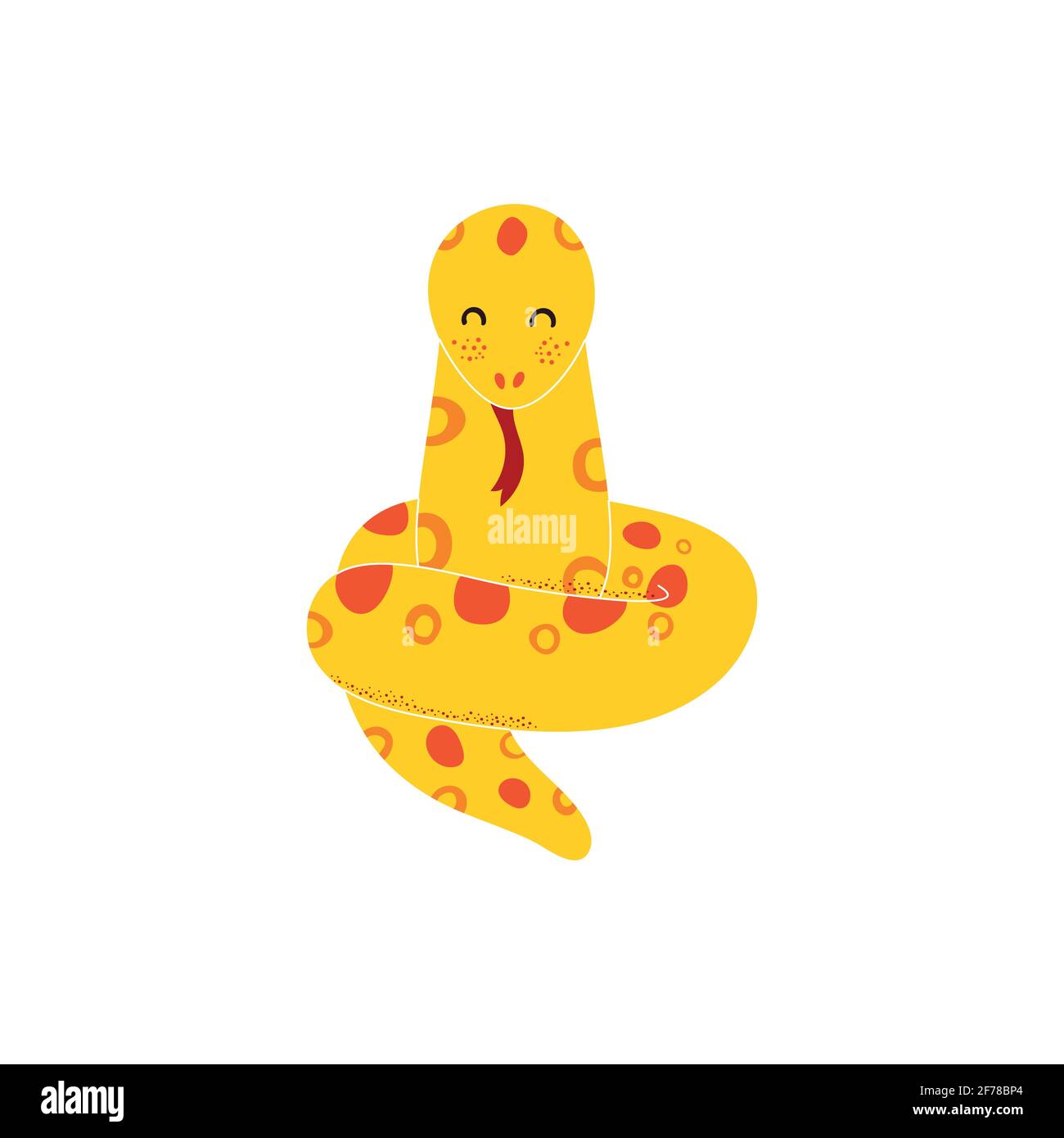 Vector illustration of anaconda. Tropical snake isolated on white ...