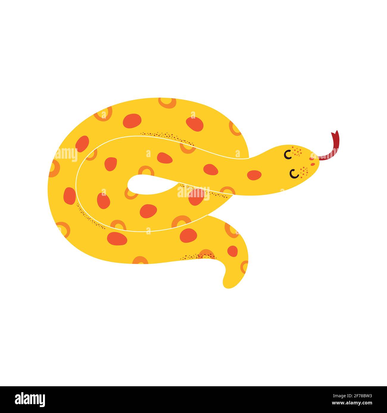 Vector illustration of anaconda. Tropical snake isolated on white ...