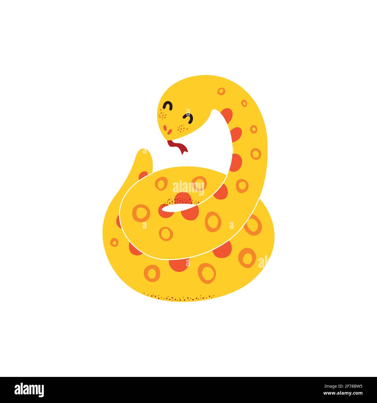 Vector illustration of anaconda. Tropical snake isolated on white ...