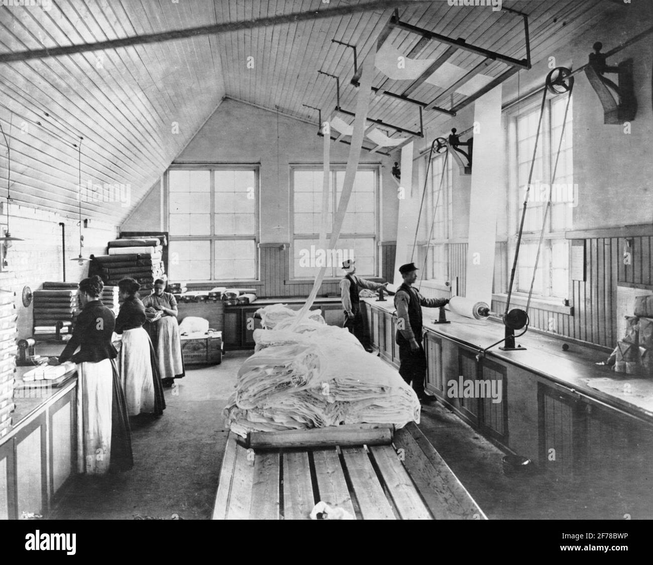 The review room at the Gamlestaden's factories, about 1900 Stock Photo ...