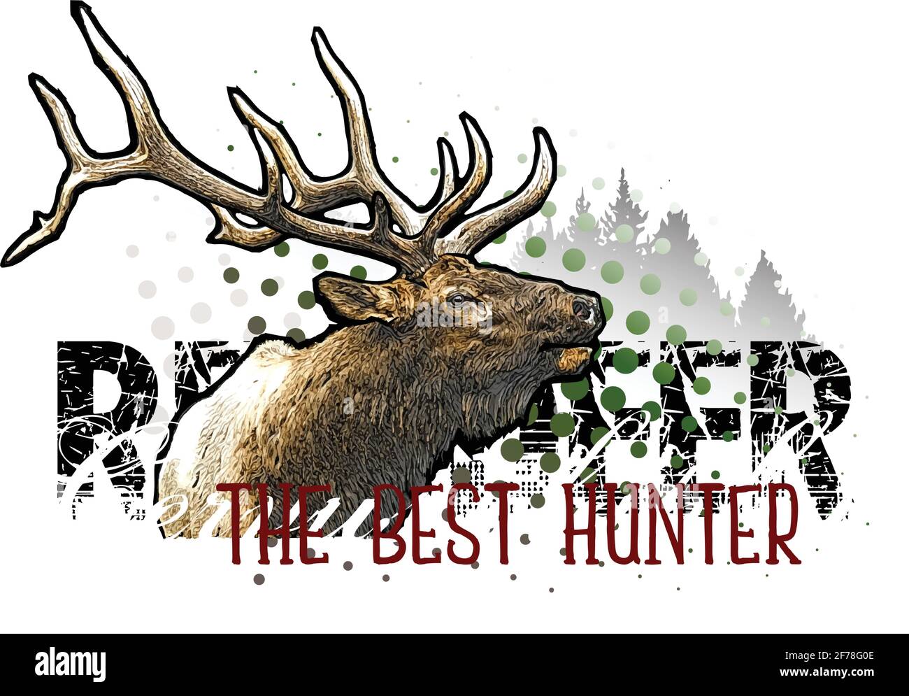 Deer Head Banner Vector Illustration on grungy Background with Forest ...