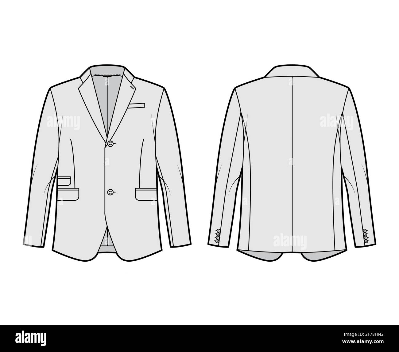 Tailored jacket lounge suit technical fashion illustration with long ...