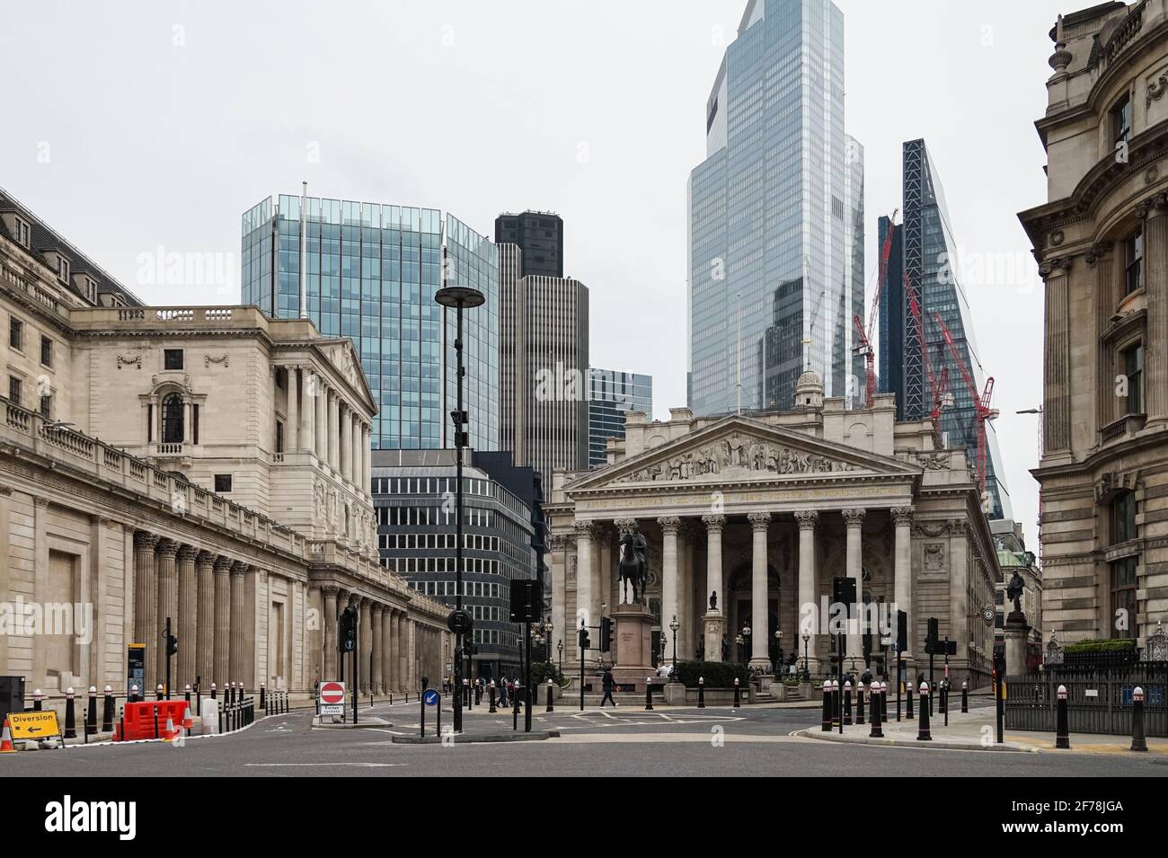 Empty bank junction during the third nationwide lockdown with the Bank ...