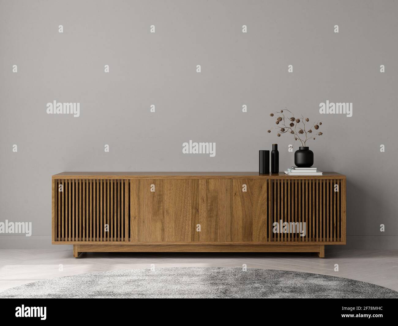 Minimalist Interior of modern living room 3D rendering Stock Photo - Alamy