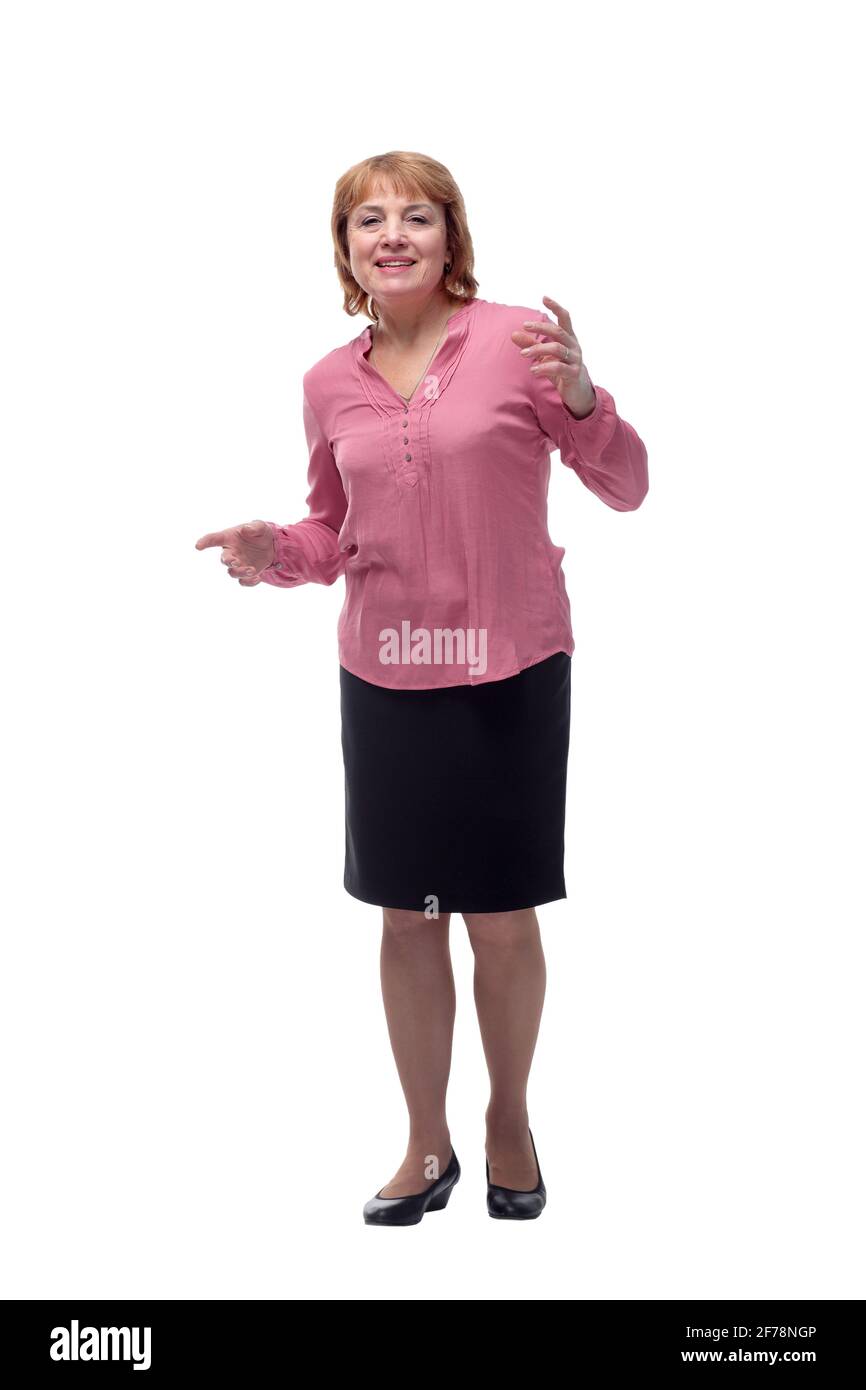 Beautiful happy looking mature woman in cheerful, positive, optimistic ...