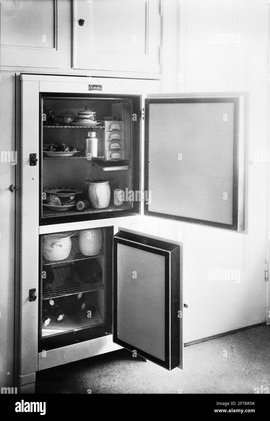 Designation: K8. 2 refrigerators in a casing, open Stock Photo - Alamy