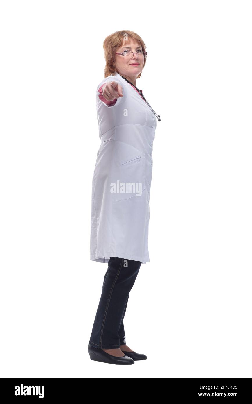 Side view of smiling medical doctor woman with stethoscope Stock Photo ...