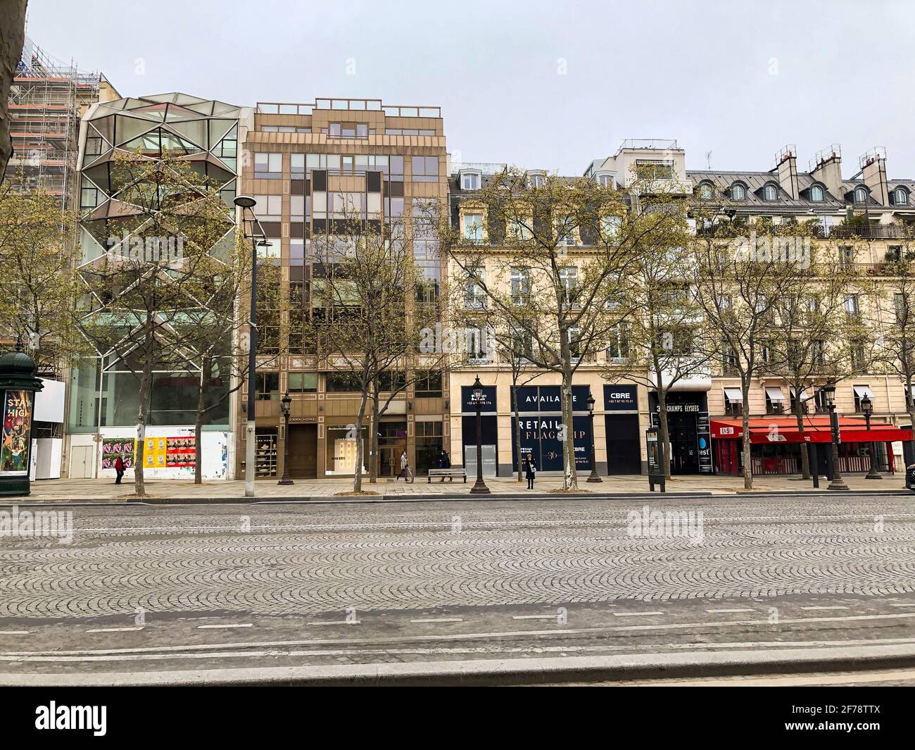 Paris, France, Empty Street Scene, Covid-19 Lockdown, Ave. Champs ...