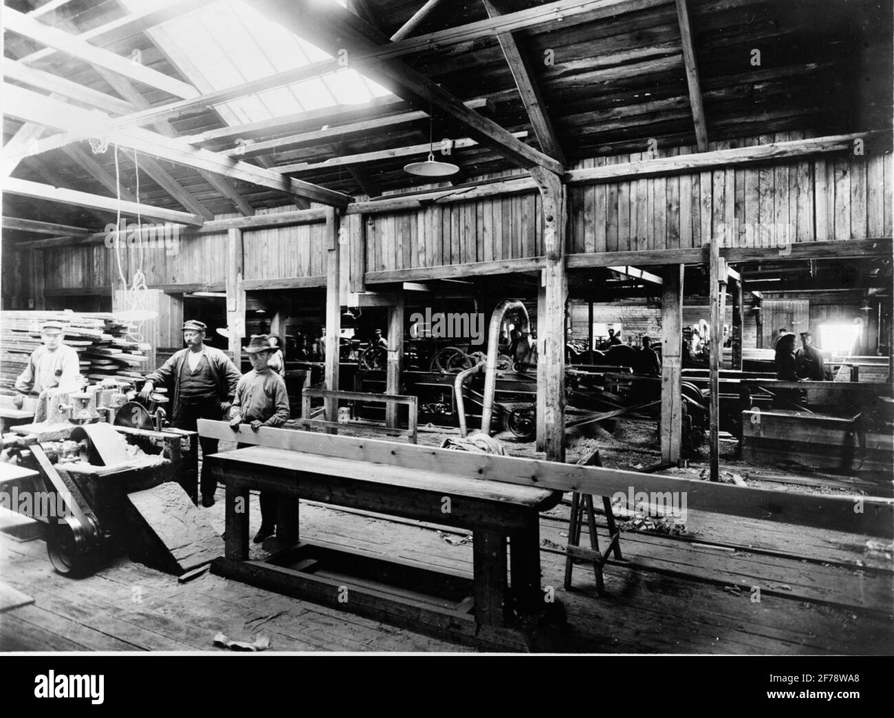 Interior of the planer, Avesta sawmill Stock Photo - Alamy