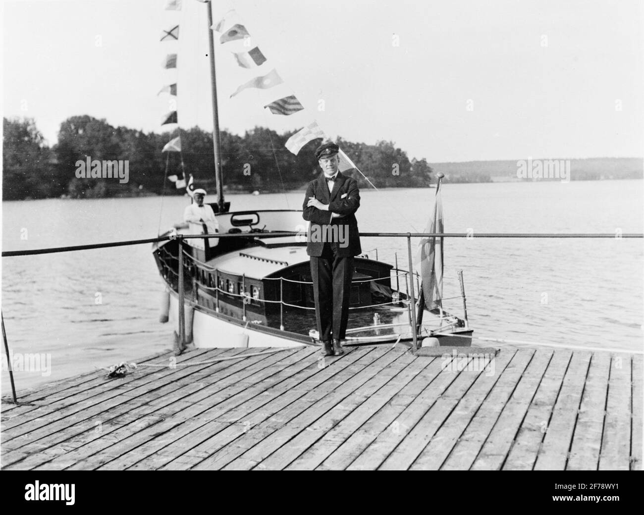 Salon engine boat. The 1920s Stock Photo - Alamy