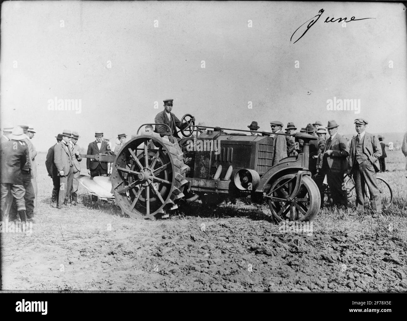 Motor plow competition at Hillerod 1920. "June" 20 HKR Motor 3 cutting ...