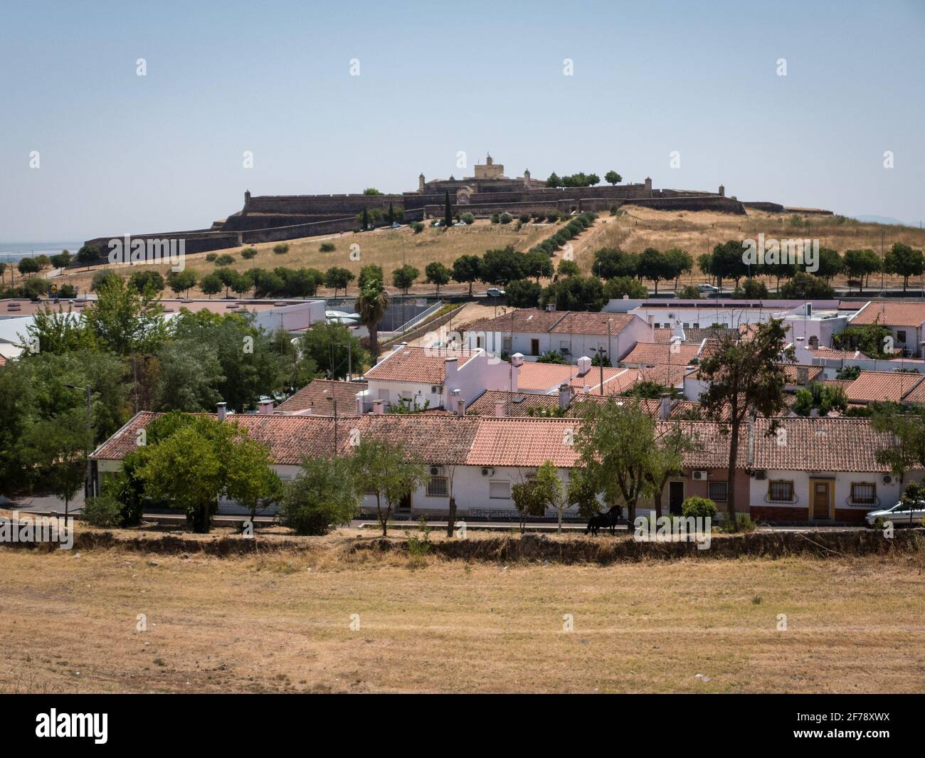 The Fort of Santa Luzia as seen from Elvas town. The fort sits in a ...