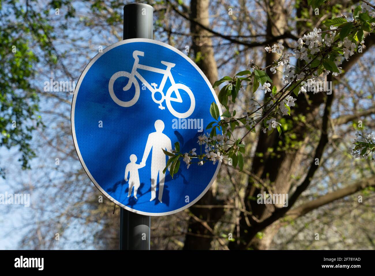 Cycle and walking route signage Stock Photo - Alamy