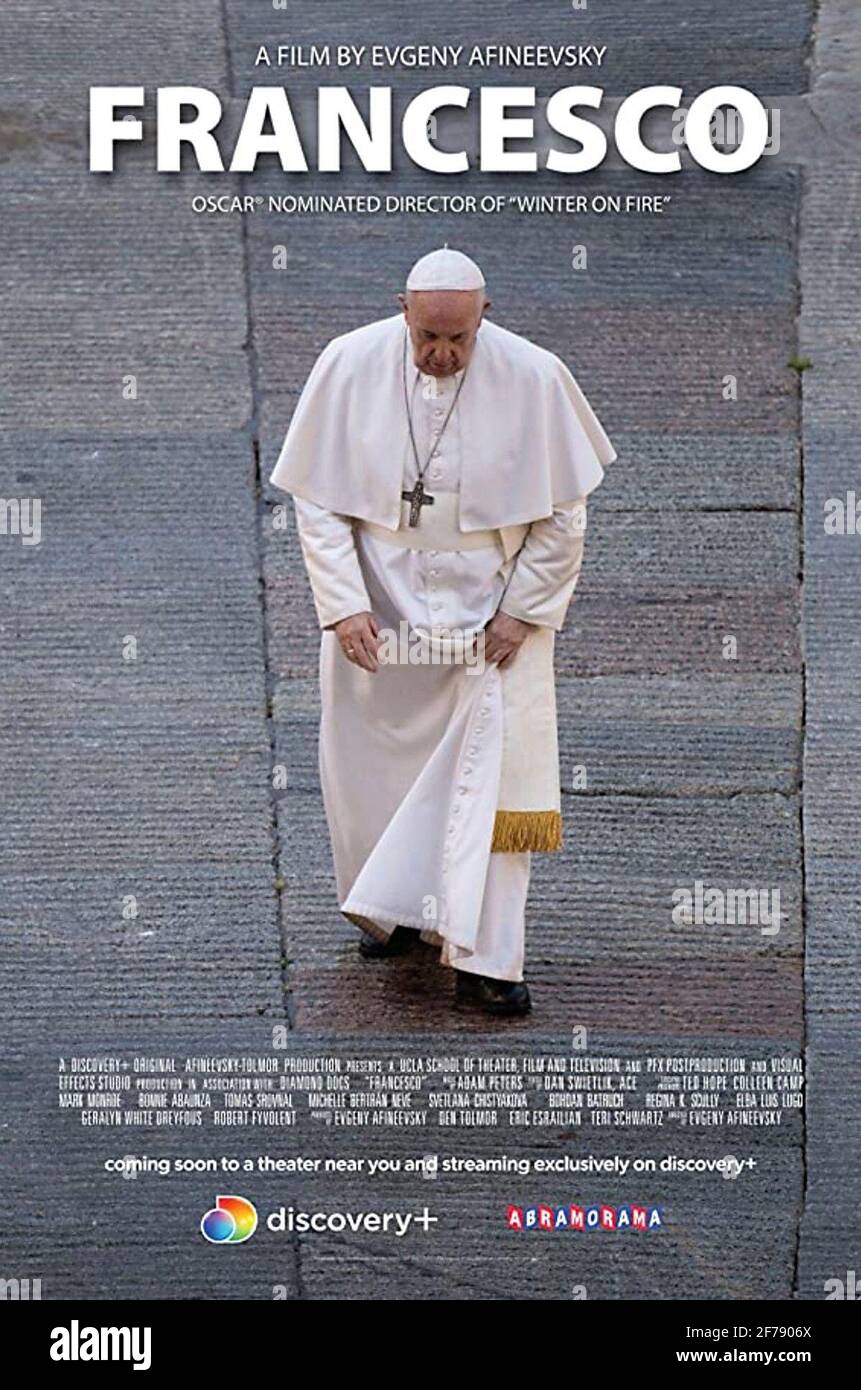 FRANCESCO, poster, Pope Francis, 2020. © Discover+ /Courtesy Everett ...