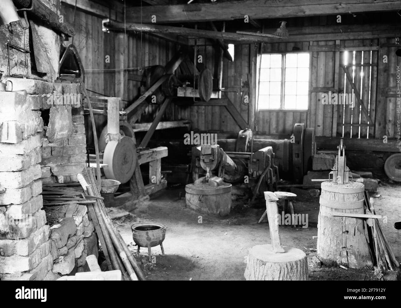Interior of little forge. To the left hearth. In the background ...