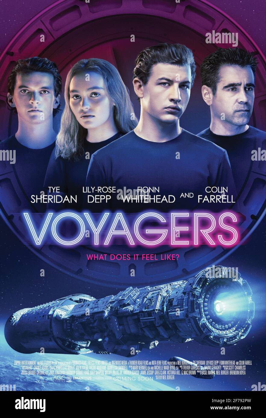 VOYAGERS, poster, from left: Fionn Whitehead, Lily-Rose Depp, Tye ...