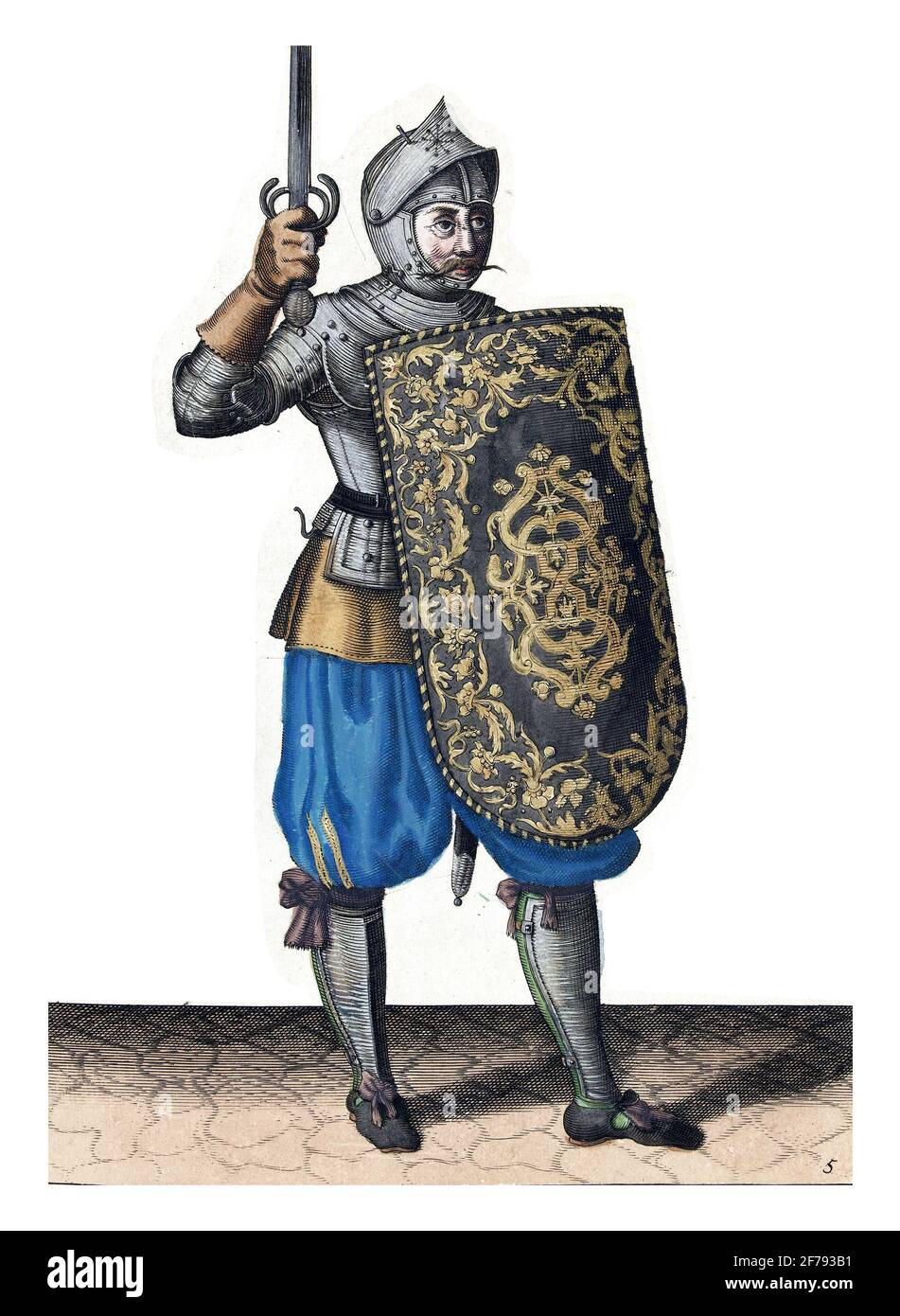 The exercise with the targe and rapier: the soldier does not keep the ...