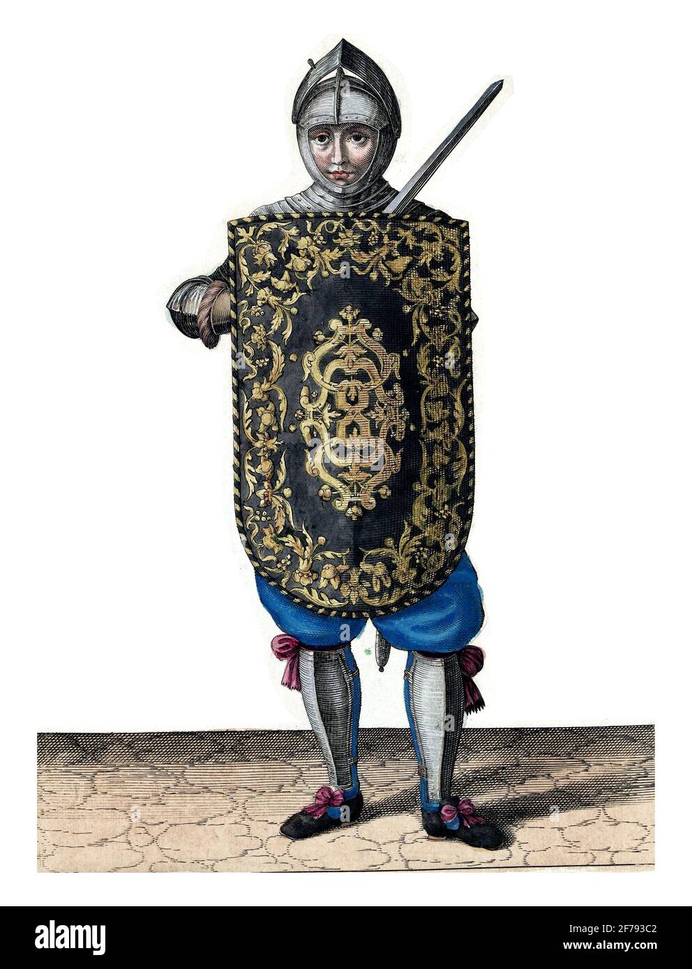 The exercise with the targe and rapier: the soldier holds the targe for ...
