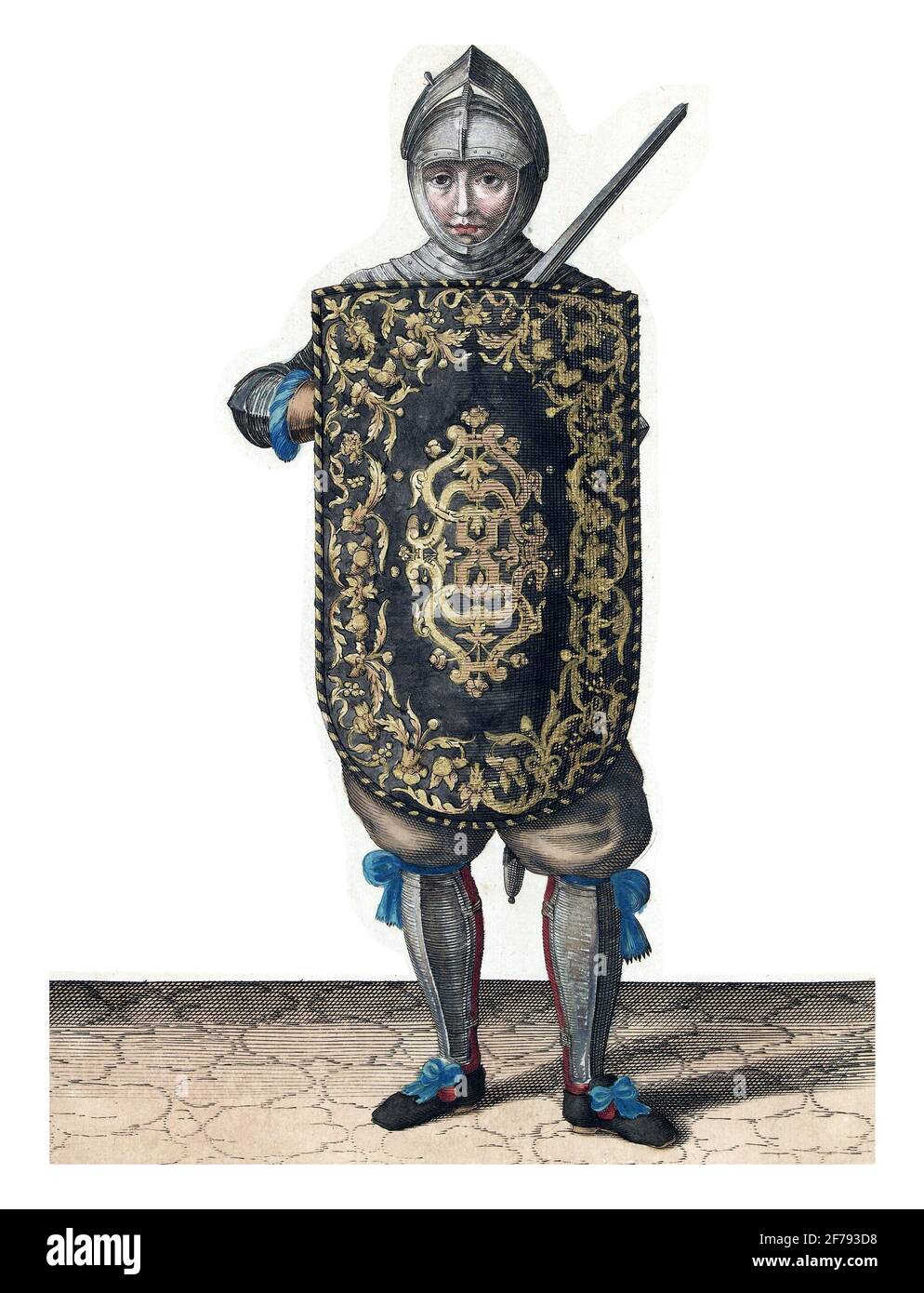 The exercise with the targe and rapier: the soldier straightens up and ...