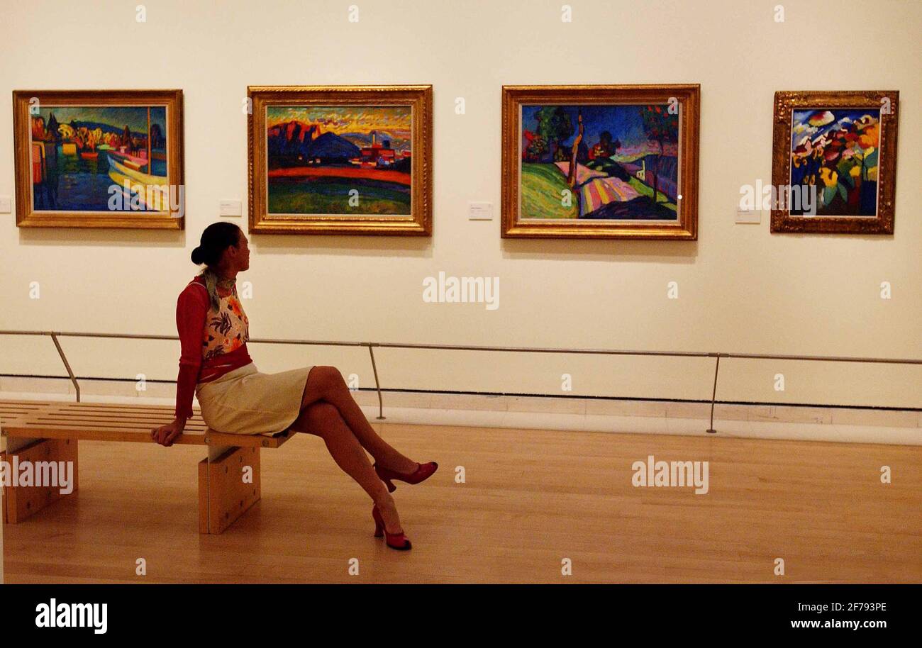 A WALL OF EARLY WORK BY WASSILY KANDINSKY AT THE PRESS DAY OF THE ...