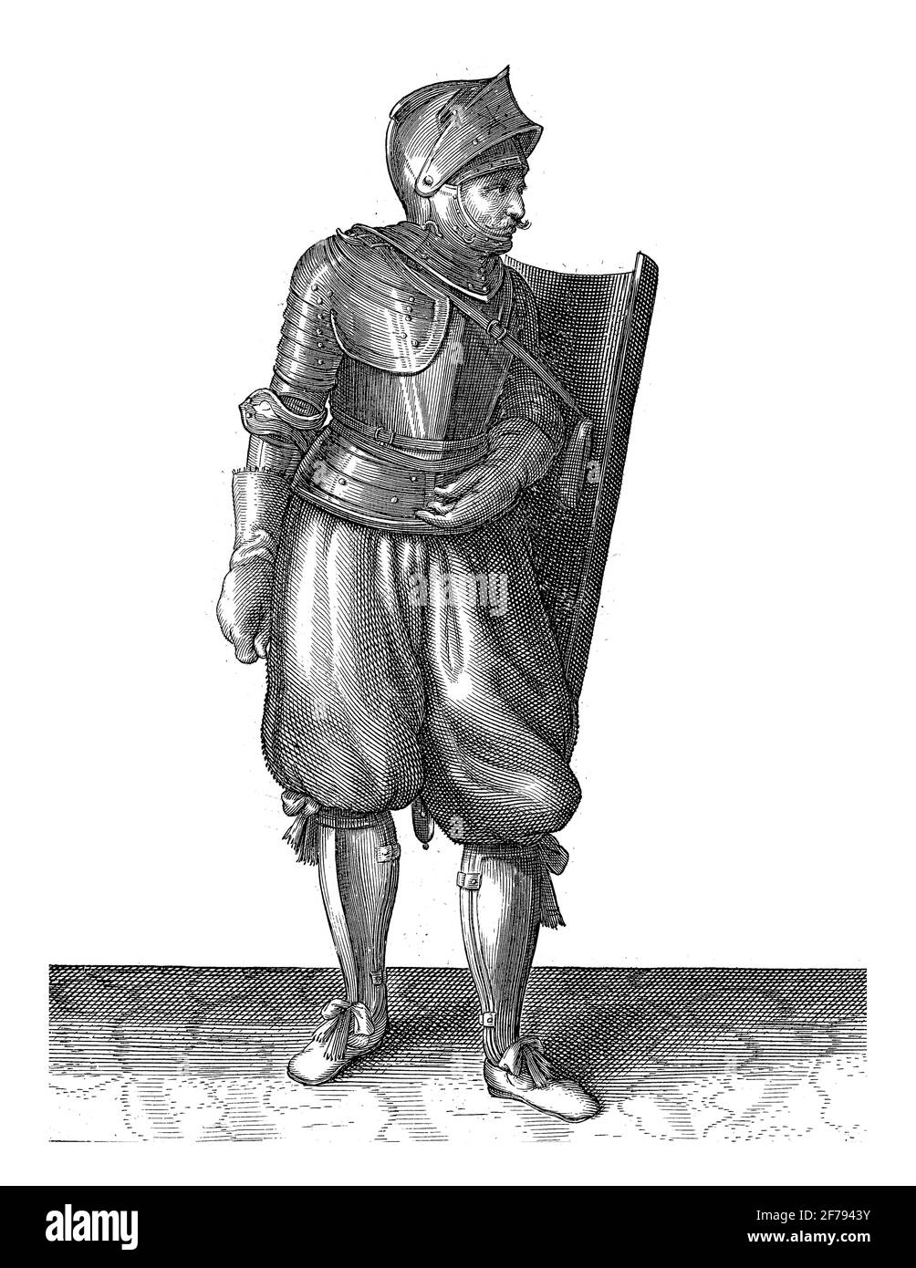 The exercise with the targe and rapier: the soldier brings the targe ...
