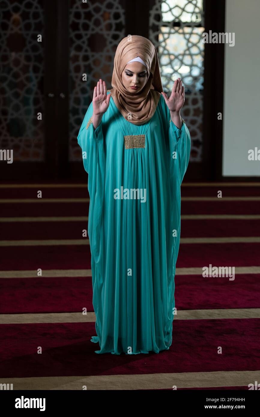 Humble Muslim Woman Is Praying in the Mosque Stock Photo - Alamy