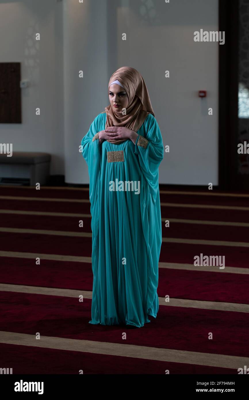 Humble Muslim Woman Is Praying in the Mosque Stock Photo - Alamy