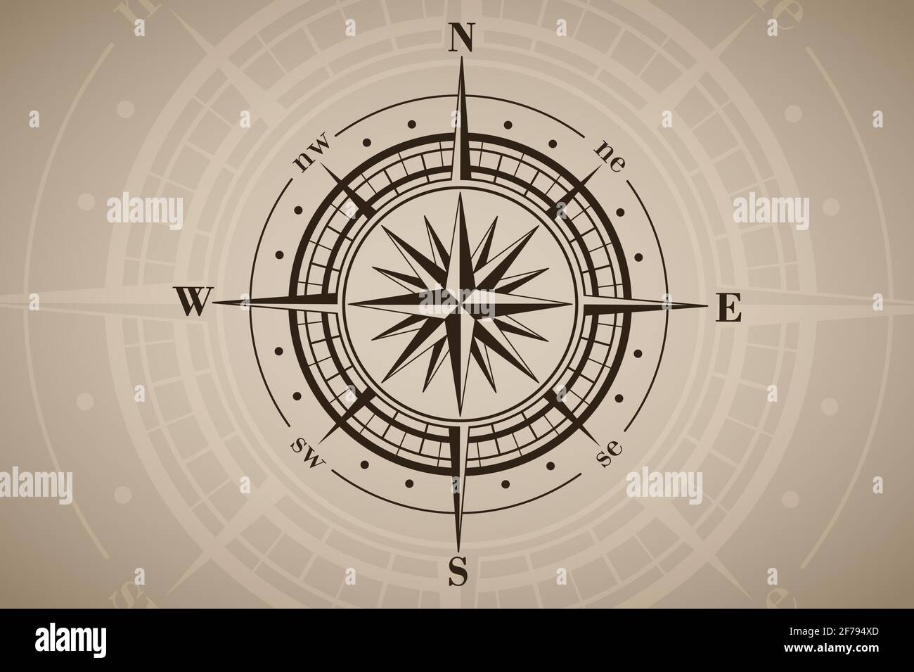 Vintage compass rose drawing hi-res stock photography and images - Alamy