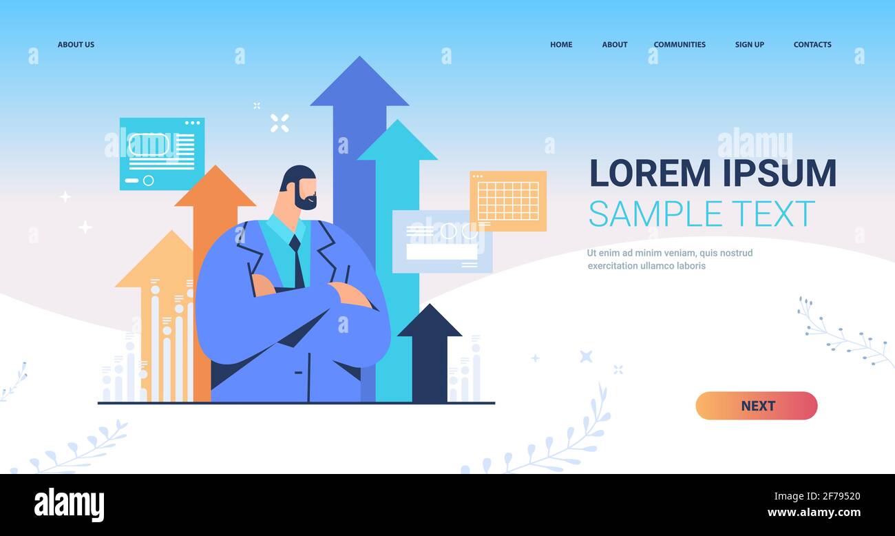 successful businessman with going up arrows growth success achievement ...