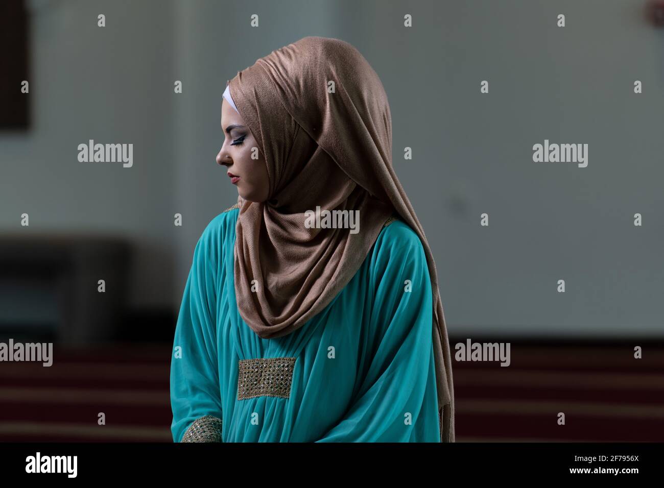 Humble Muslim Woman Is Praying in the Mosque Stock Photo - Alamy