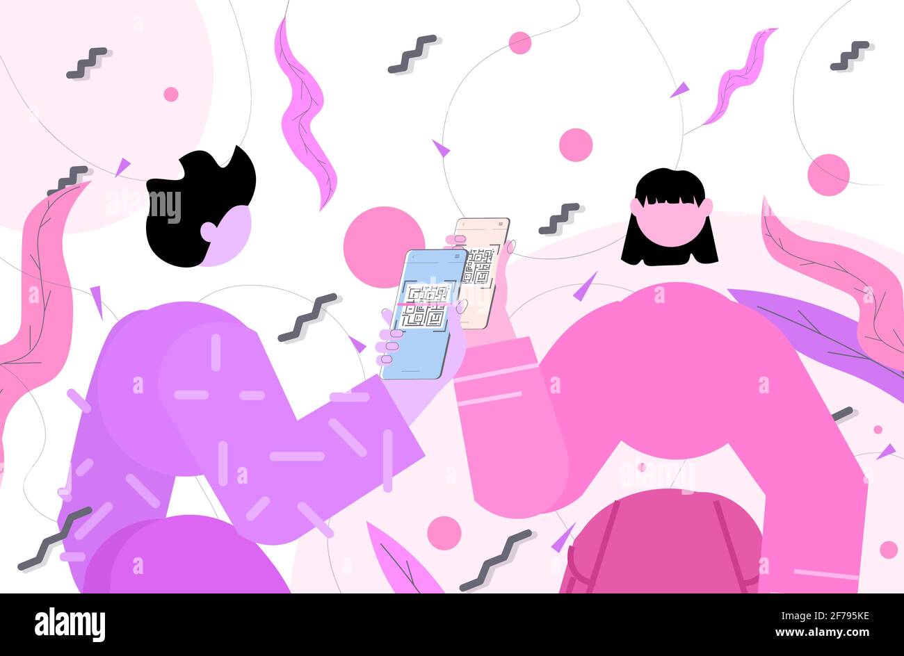 people scanning QR code on smartphone screens electronic digital ...