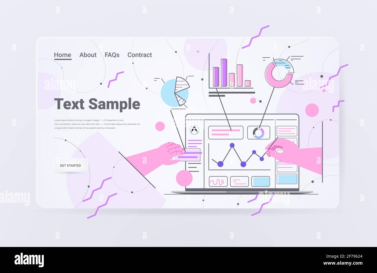 businessperson hands analyzing charts and graphs on laptop screen data ...
