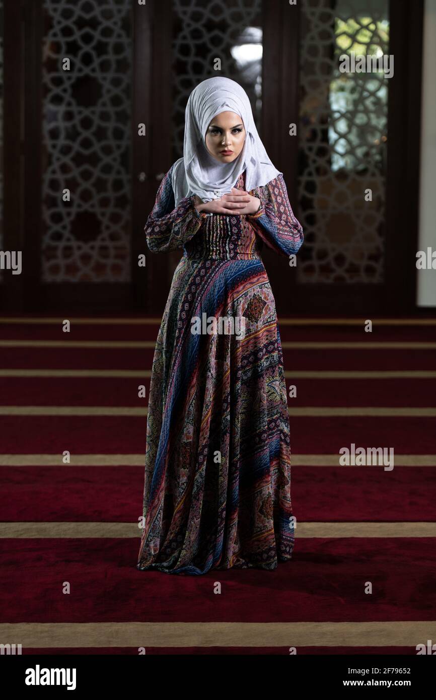 Humble Muslim Woman Is Praying in the Mosque Stock Photo - Alamy