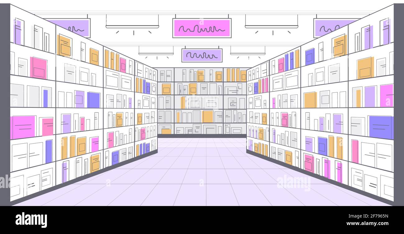 big shop empty no people supermarket shopping mall interior horizontal ...