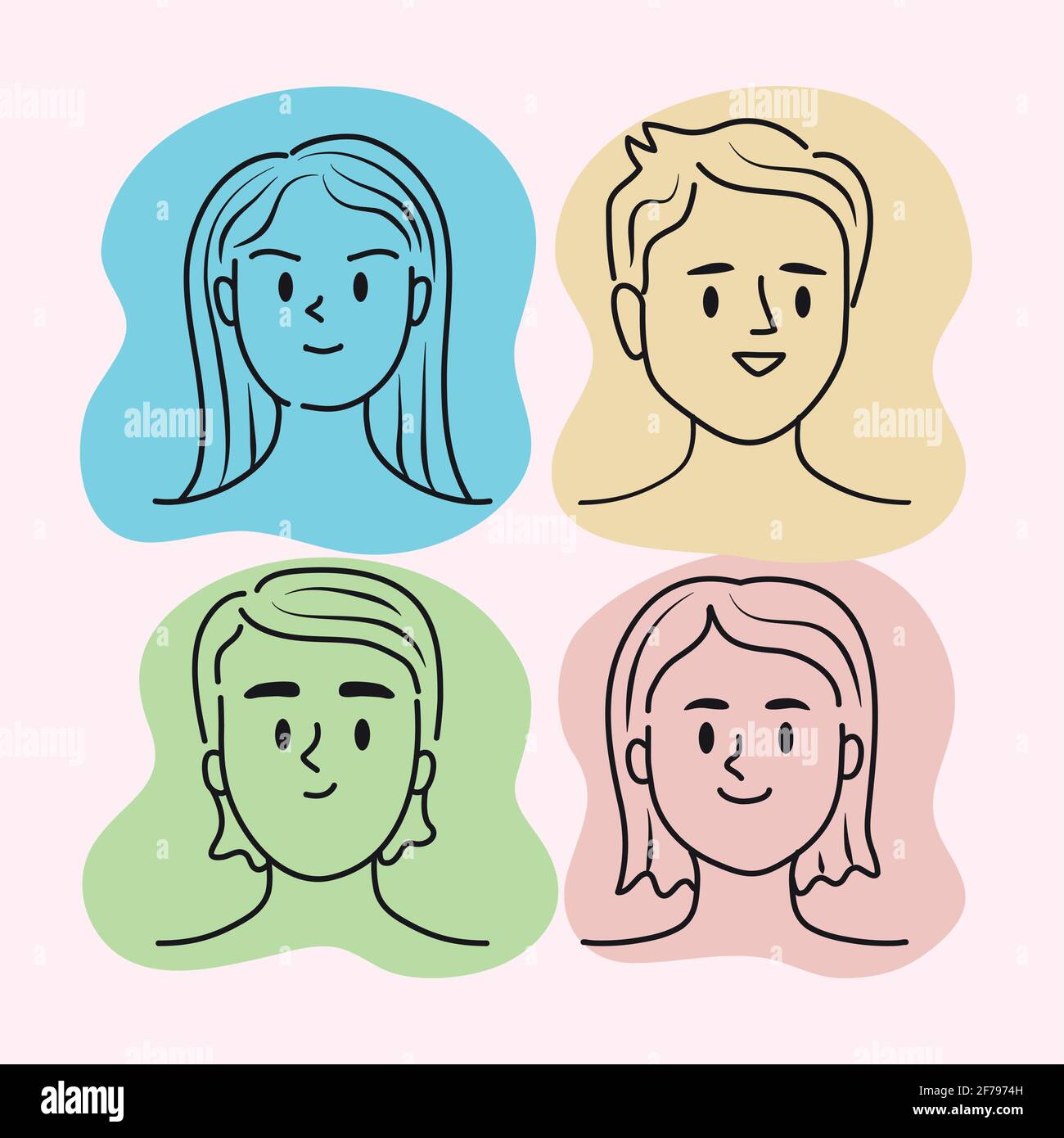 Four portraits Stock Vector Images - Alamy