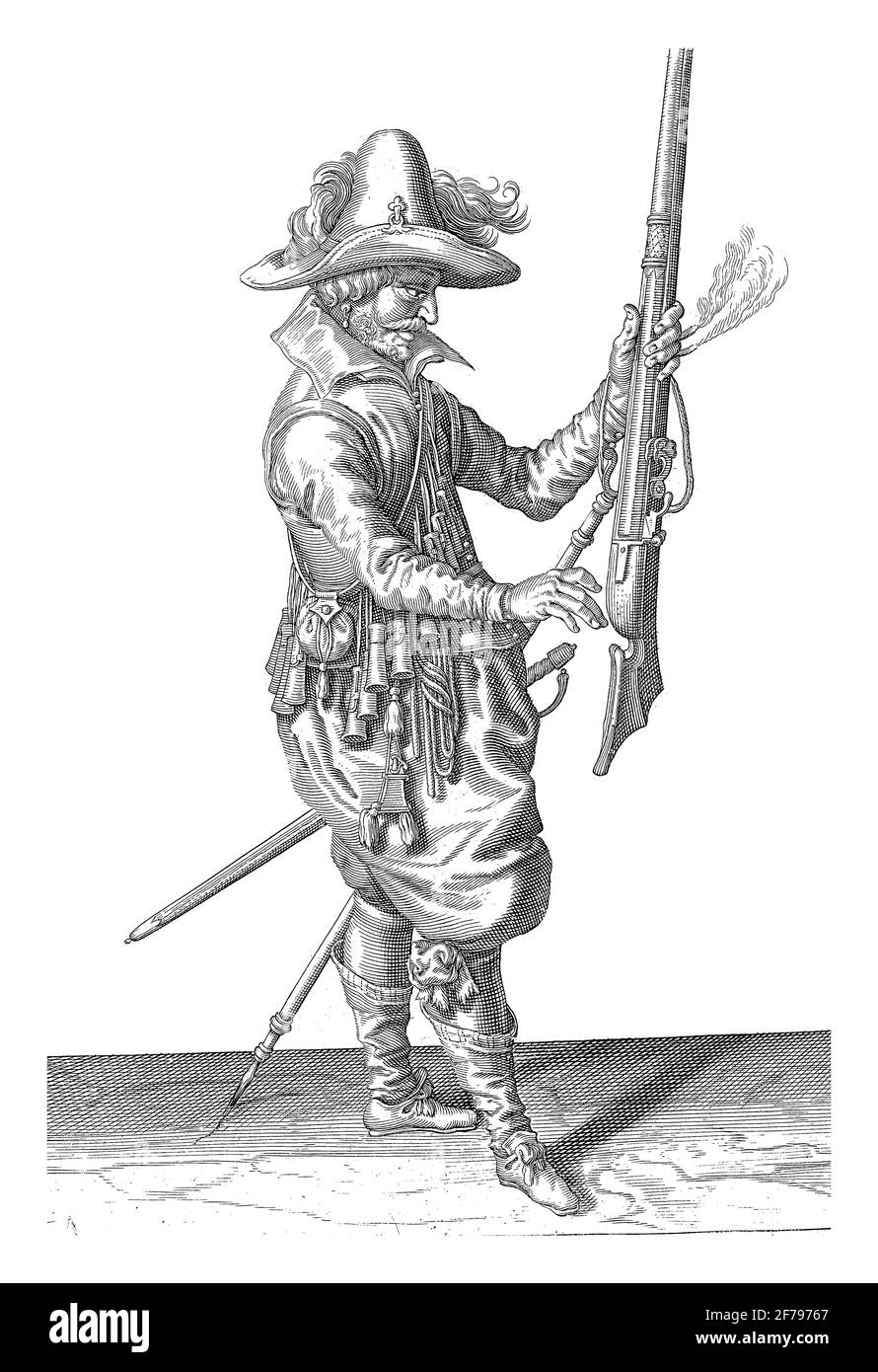 A Soldier, Full Length, to the Right, holding a musket (a particular ...