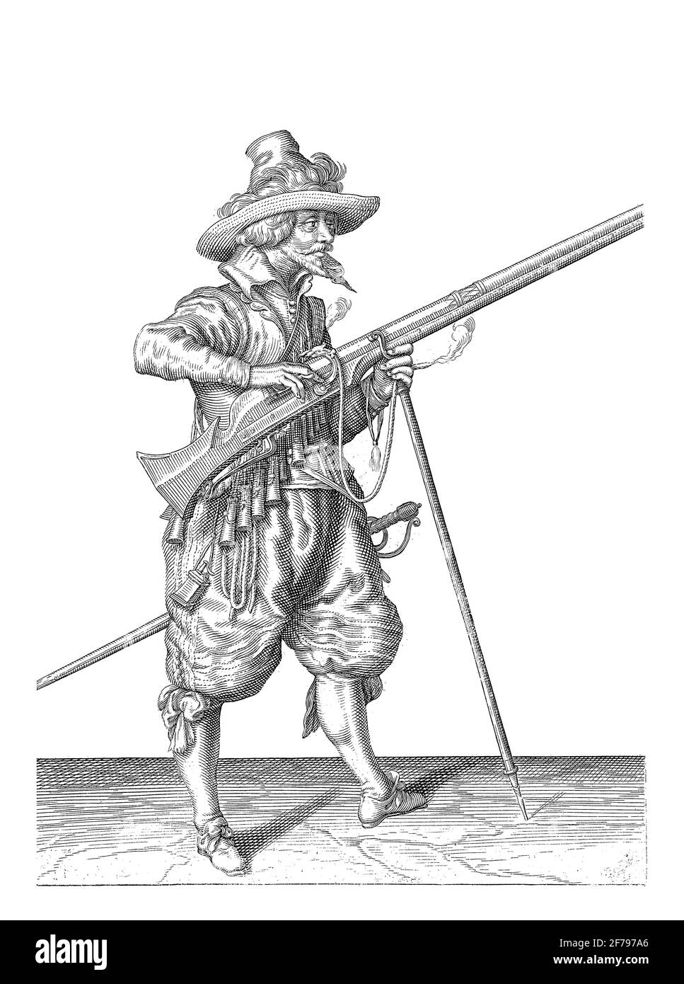 A Soldier on Watch, full-length, to the right, holding a musket (a ...