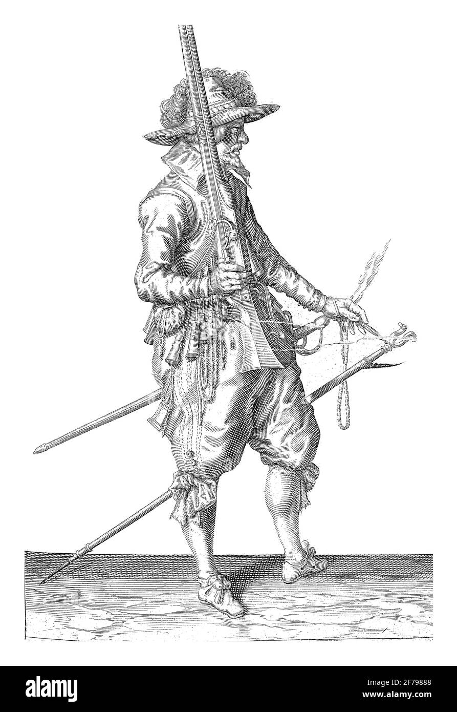 A Soldier, Full Length, to the Right , who is holding a musket with his ...