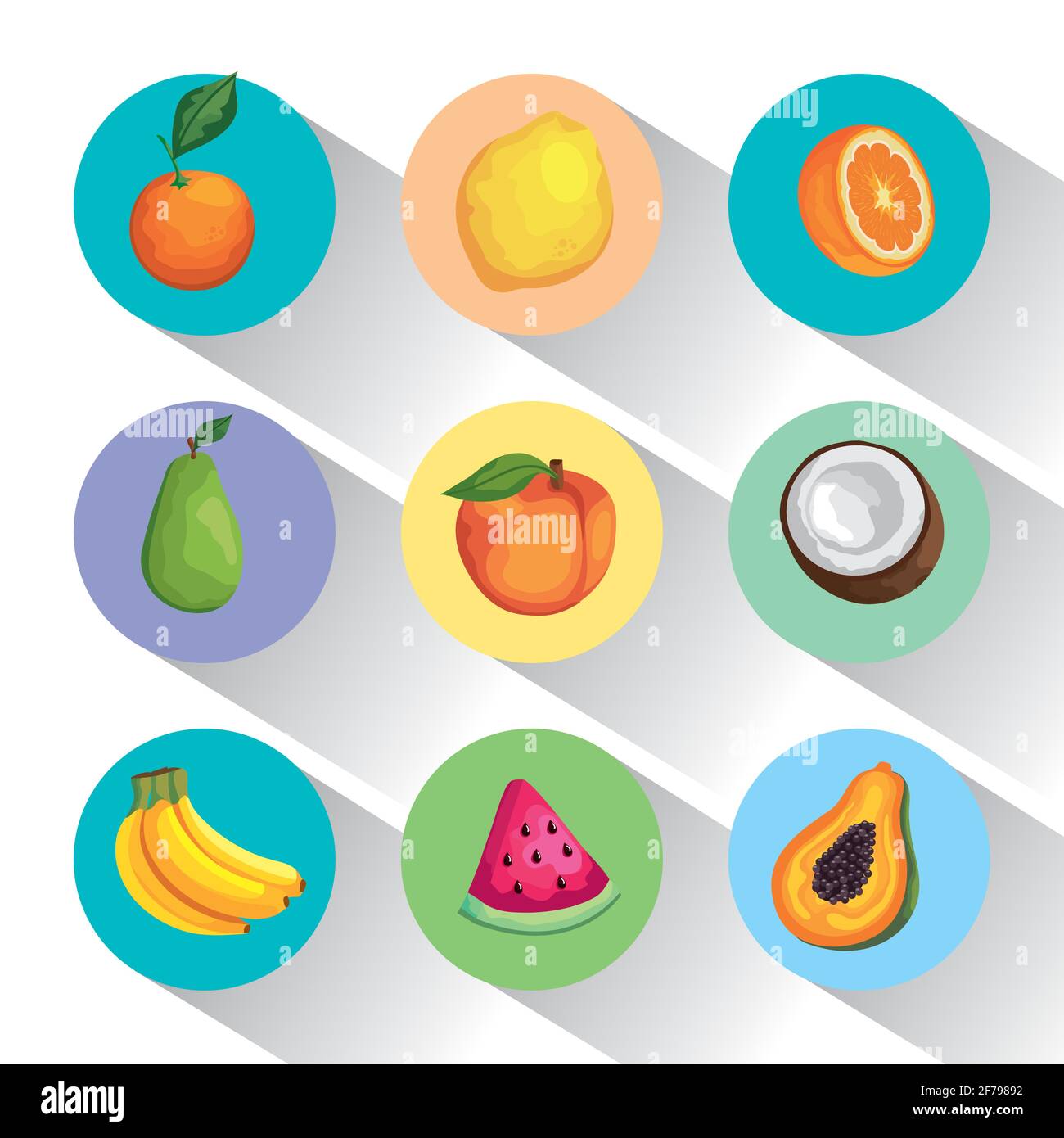 tropical nine fruits Stock Vector Image & Art - Alamy
