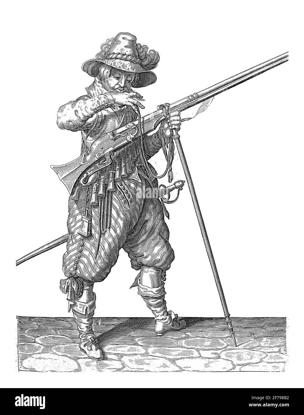 Soldier on Watch with a Musket Bringing His Wick to His Mouth to Blow ...