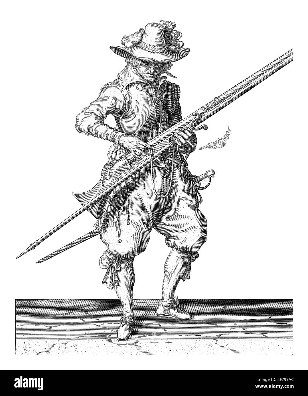 A soldier, full-length, to the right, holding a musket (a particular ...