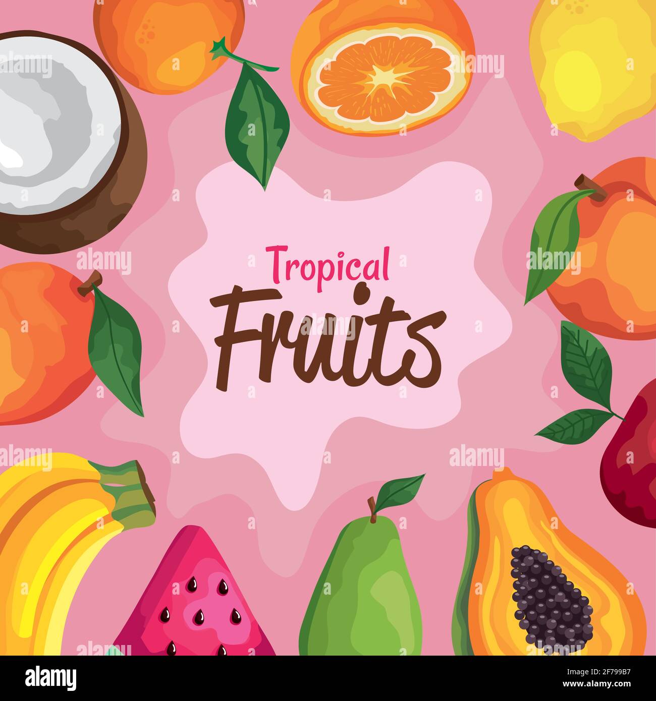 tropical fruits lettering Stock Vector Image & Art - Alamy